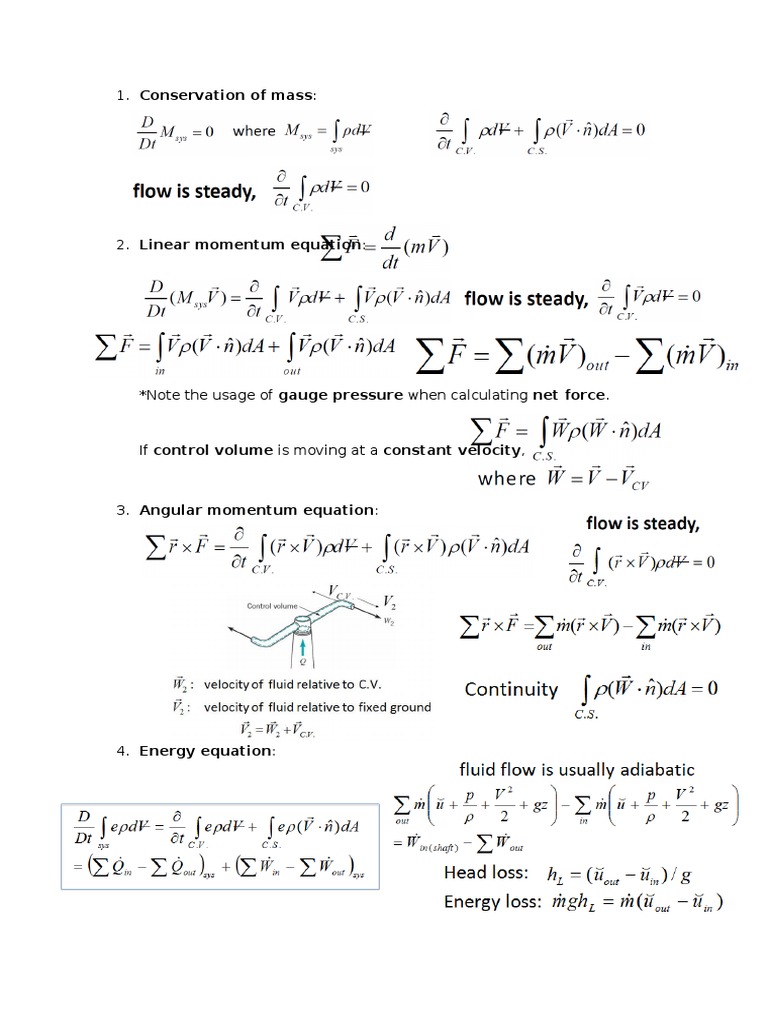 Conservation and Dimensionless Parameters in Fluid Mechanics | PDF ...