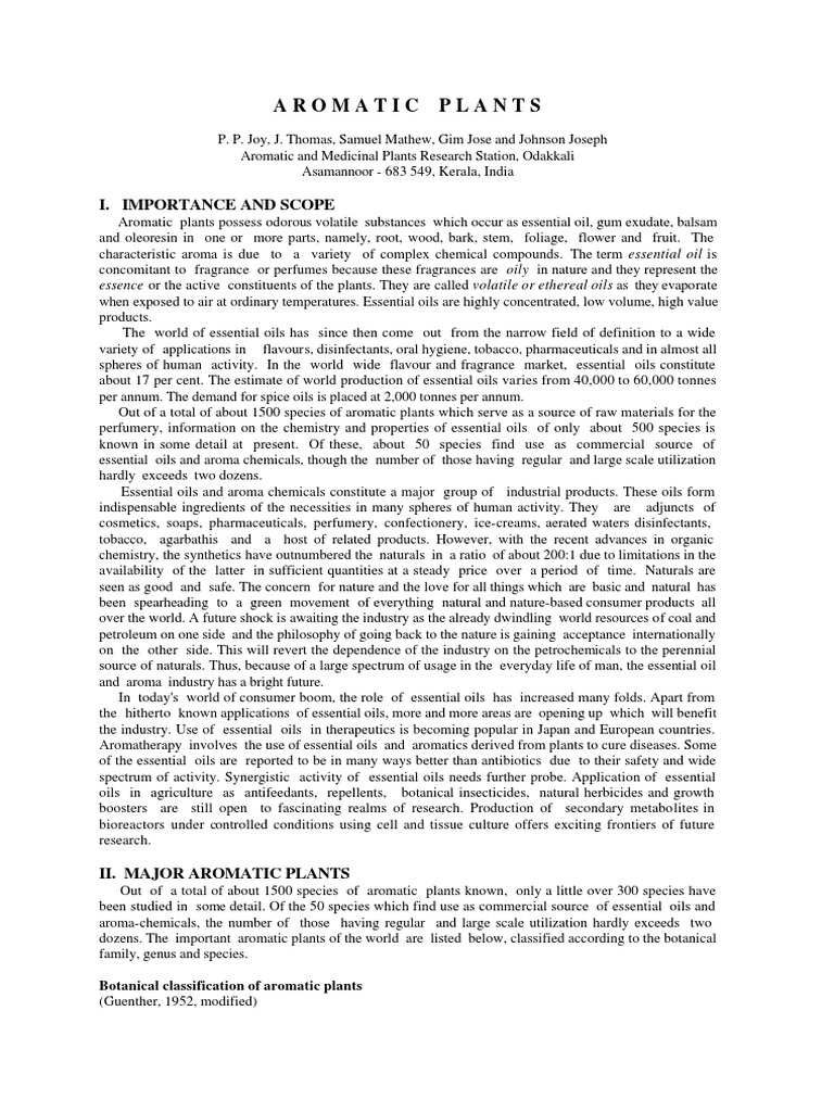 Overview of Aromatic Plants | PDF | Chromatography | Essential Oil