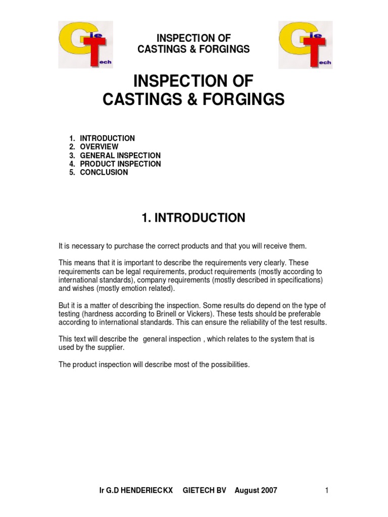Inspection of Castings & Forgings | PDF | Technology & Engineering