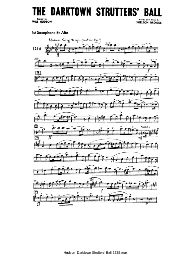 Darktown Strutters' Ball - 5horns + Rhythm - Hudson | PDF