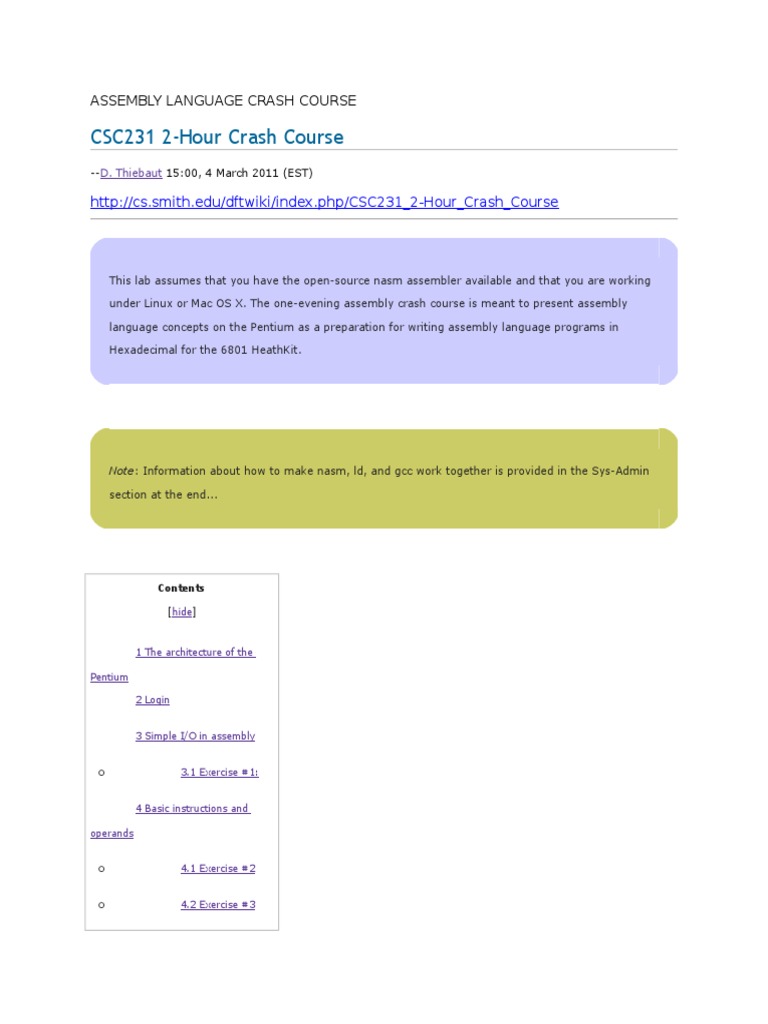 Assembly Language Crash Course | PDF | Assembly Language | Parameter (Computer Programming)