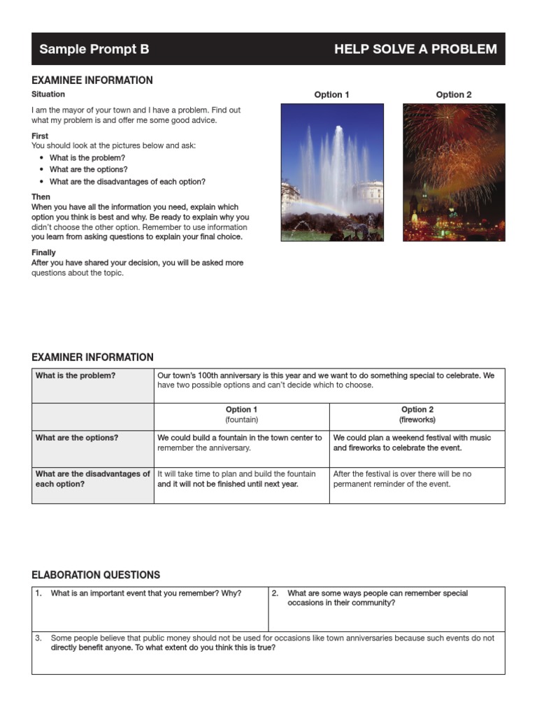 ECCE Speaking Topic - Examiner | PDF | Cognition | Psychological Concepts