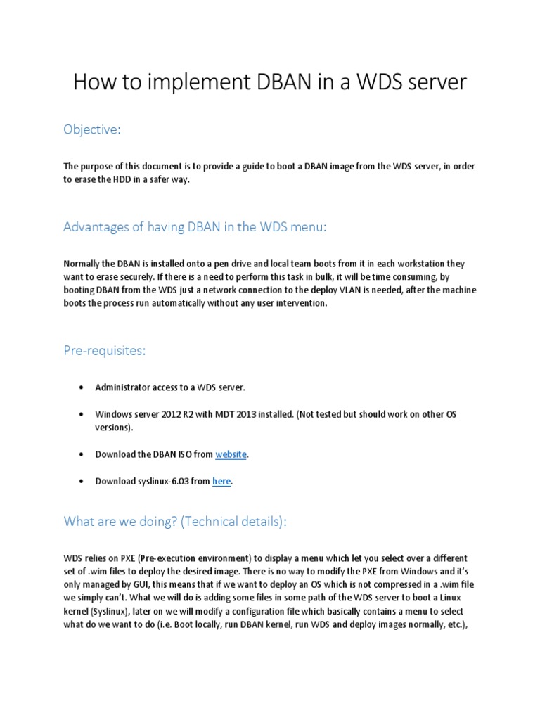 How To Implement DBAN in A WDS Server | Download Free PDF | Microsoft ...
