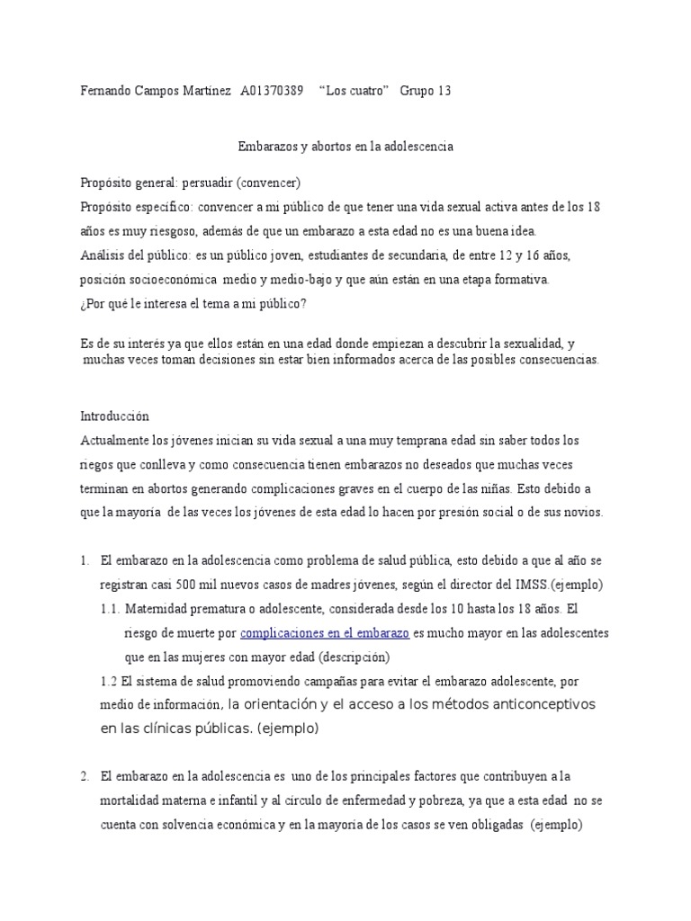 Formato Bosquejo 22 | PDF | Juventud | Embarazo en la adolescencia