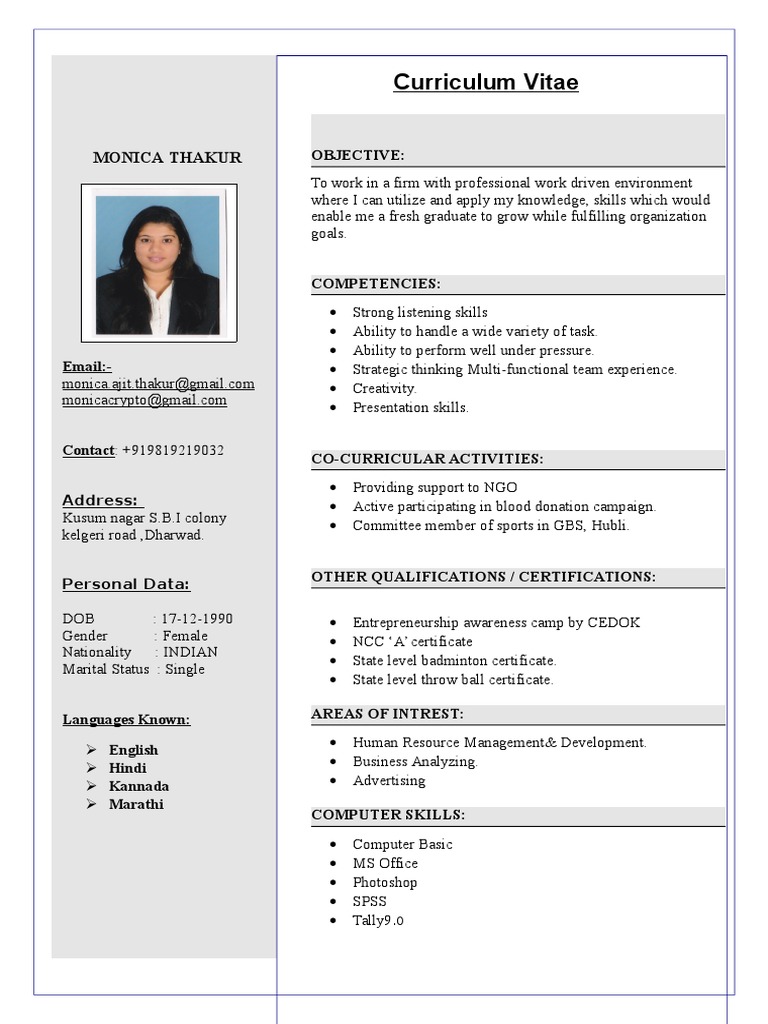 Monica RESUME | PDF | Recruitment | Invoice