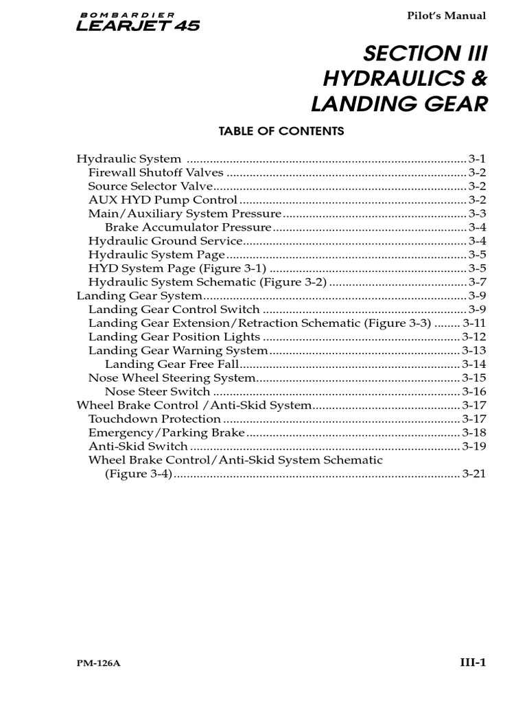 Bombardier Learjet-Hydraulics and Landing Gear | PDF | Landing Gear ...