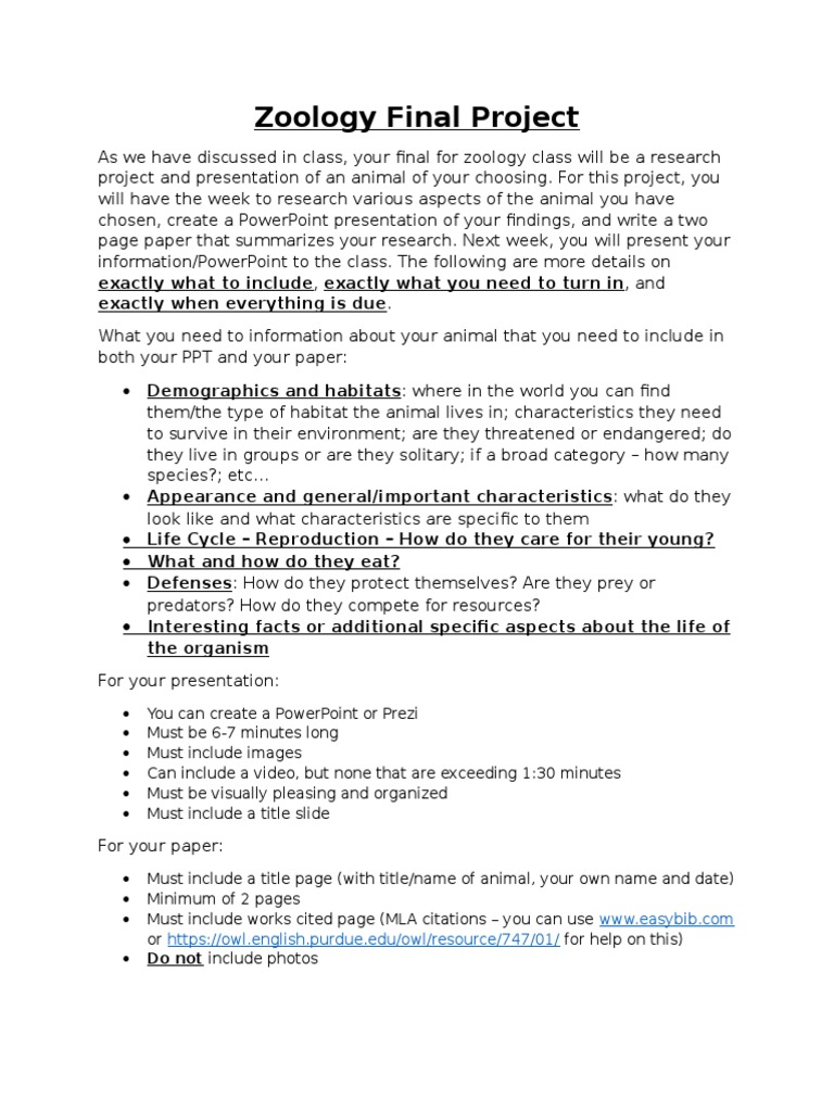 Zoology Final Project | PDF | Predation | Conservation