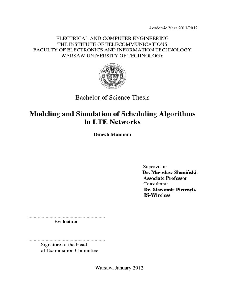 Modeling and Simulation of Scheduling Algorithms in LTE Networks | PDF | High Speed Packet ...