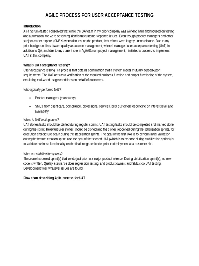 Agile Process For User Acceptance Testing | PDF | Scrum (Software ...