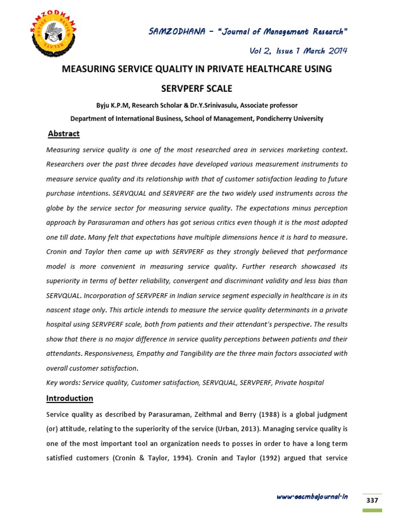 ServPerf in Hospital | Download Free PDF | Statistical Significance ...