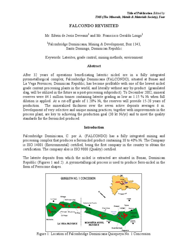 Falcondo Revisted 07 - 02 | PDF | Mining | Science