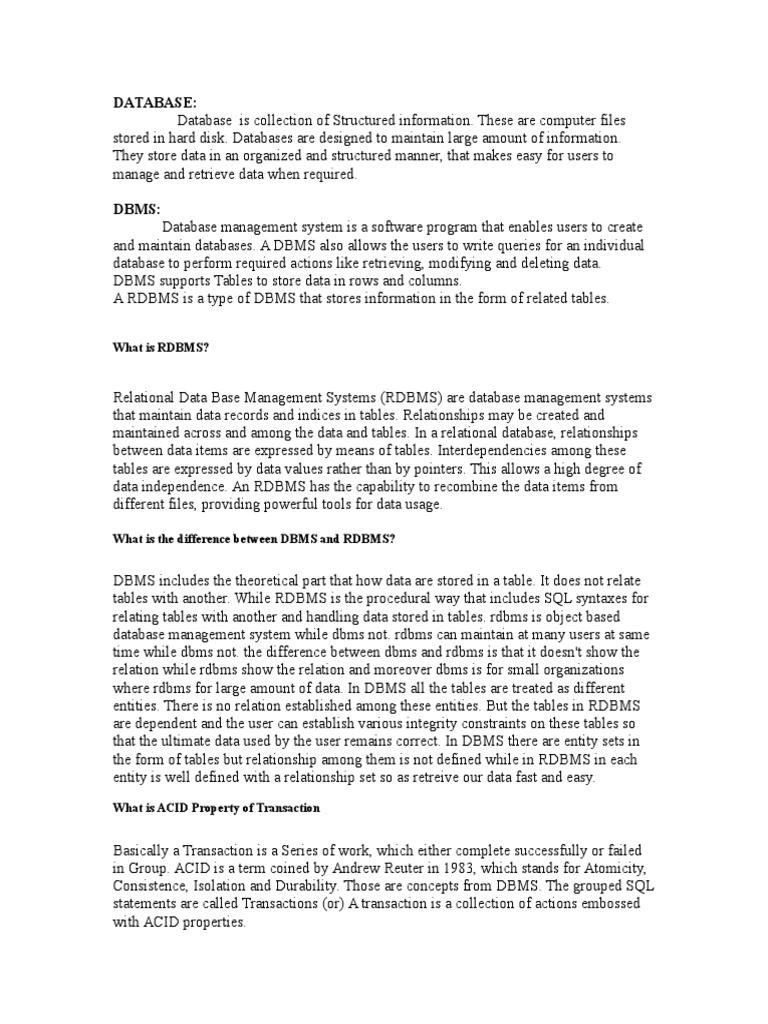 SQL Questions and Answers | PDF | Database Index | Databases
