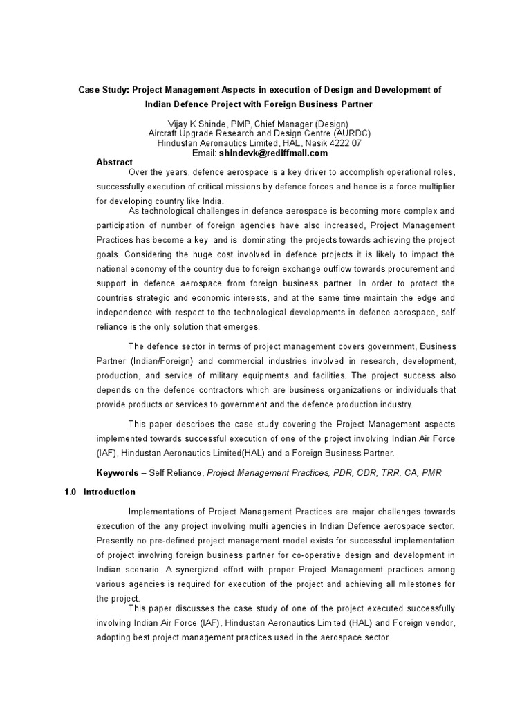 Case Study: Project Management Aspects in Execution of Design and ...