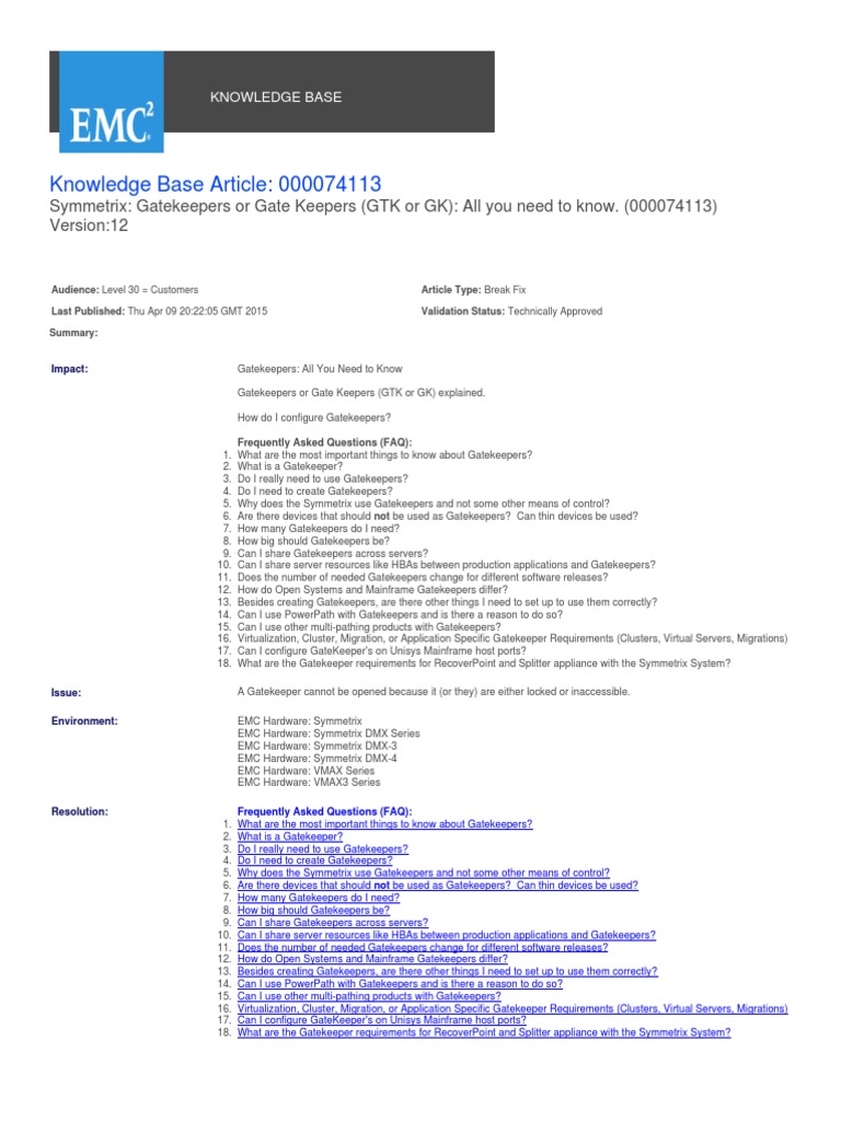 EMC VMAX Gatekeepers | PDF | Computer Architecture | Computing