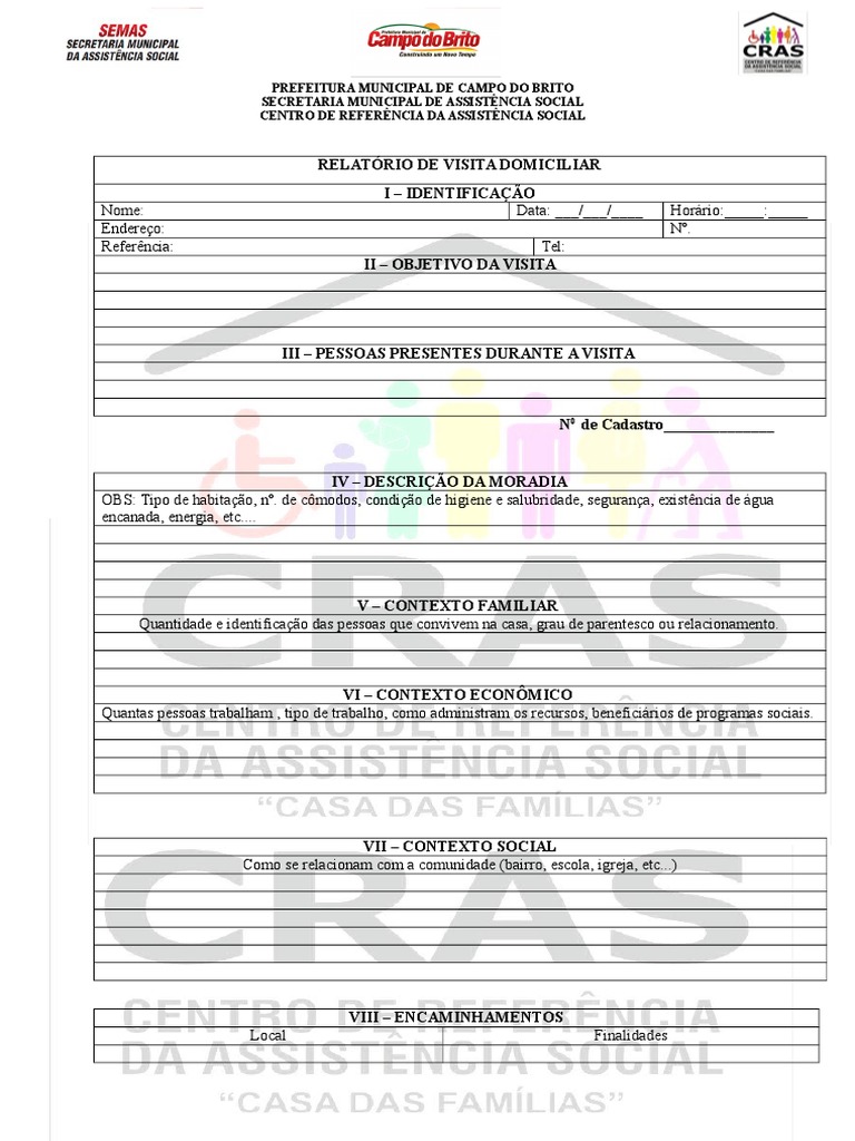 Modelo Relatório de Visita Domiciliar | PDF