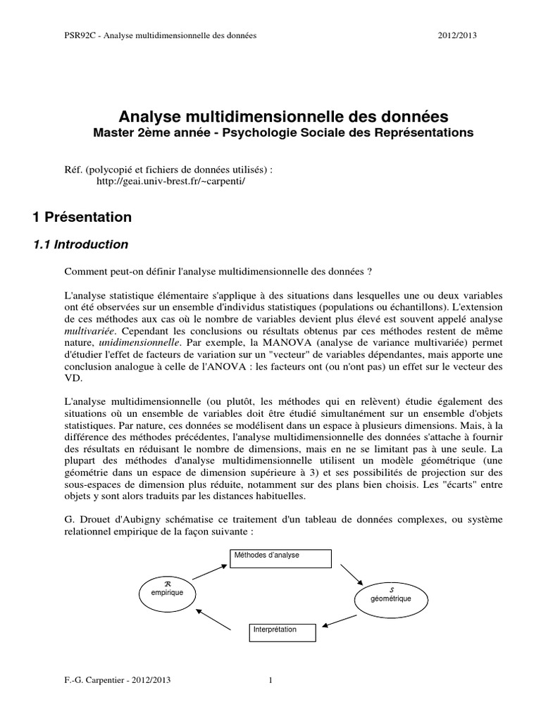 Analyse Multidimensionnelle | Analyse en composantes principales ...