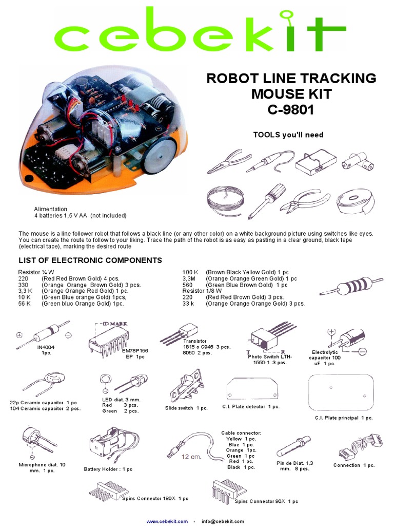Robot Line Tracking Mouse Kit C-9801: TOOLS You'll Need | PDF ...