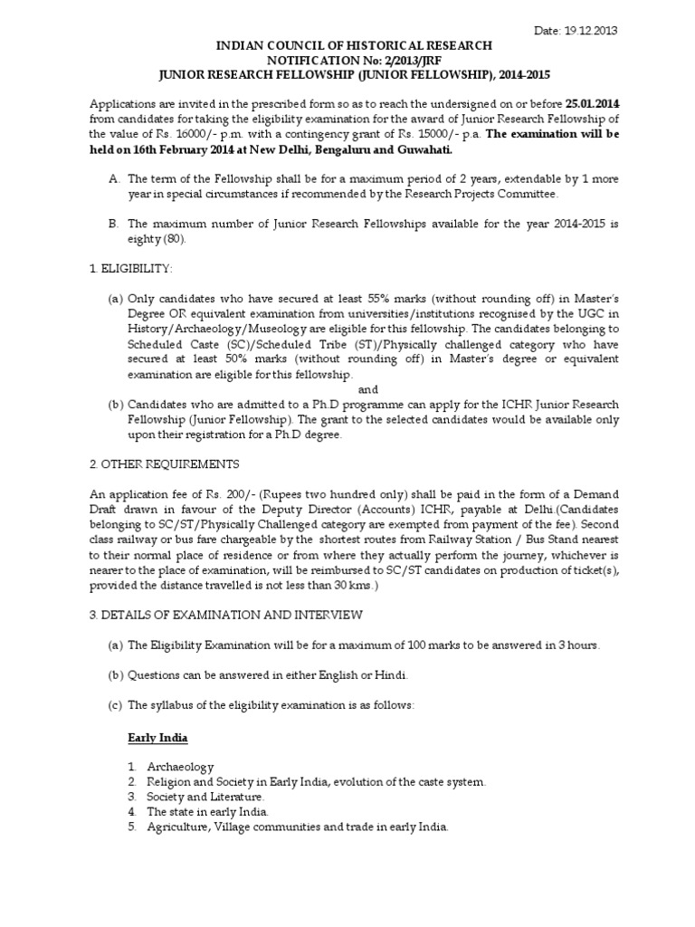 JRF Notification 2014-2015 | PDF | Doctor Of Philosophy | British Raj