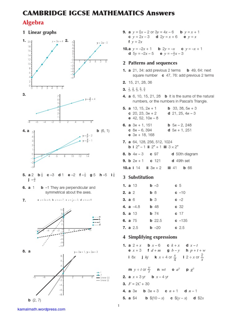 Cambridge Algebra Answers | PDF