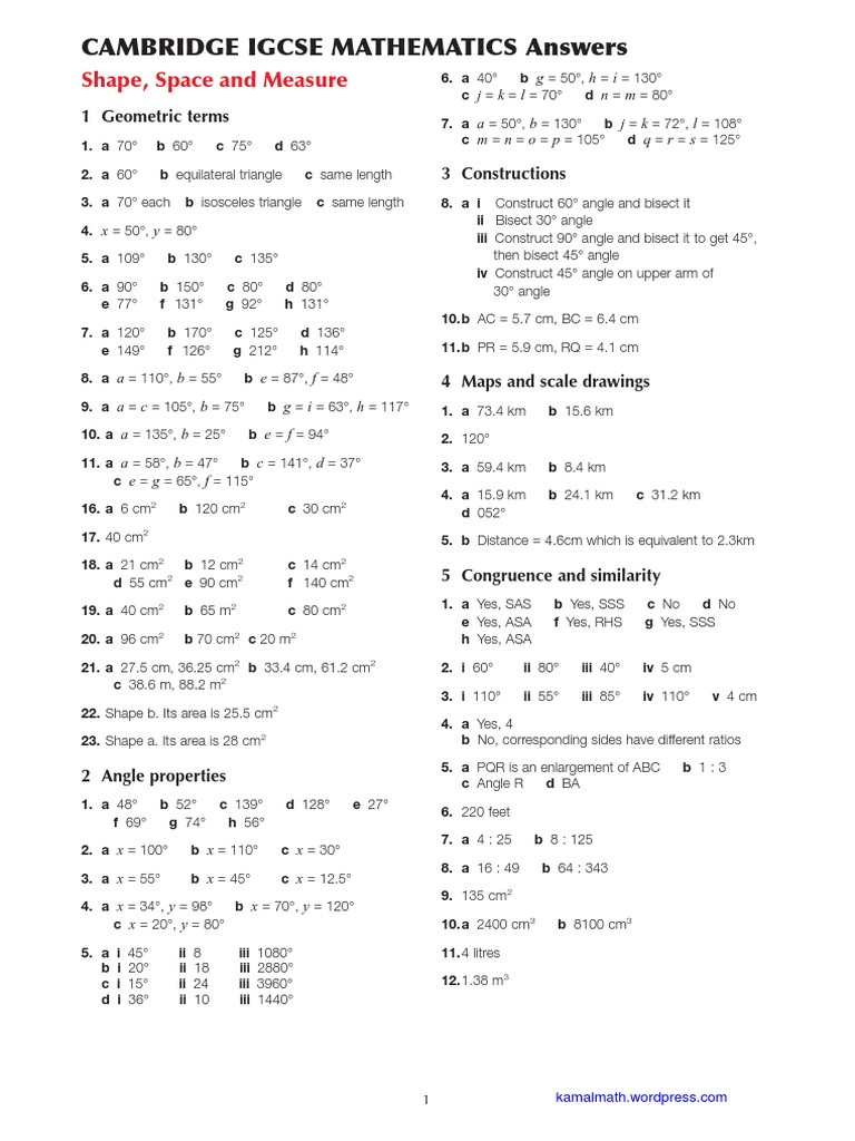 Cambridge Shape Answers | PDF | Trigonometric Functions | Trigonometry