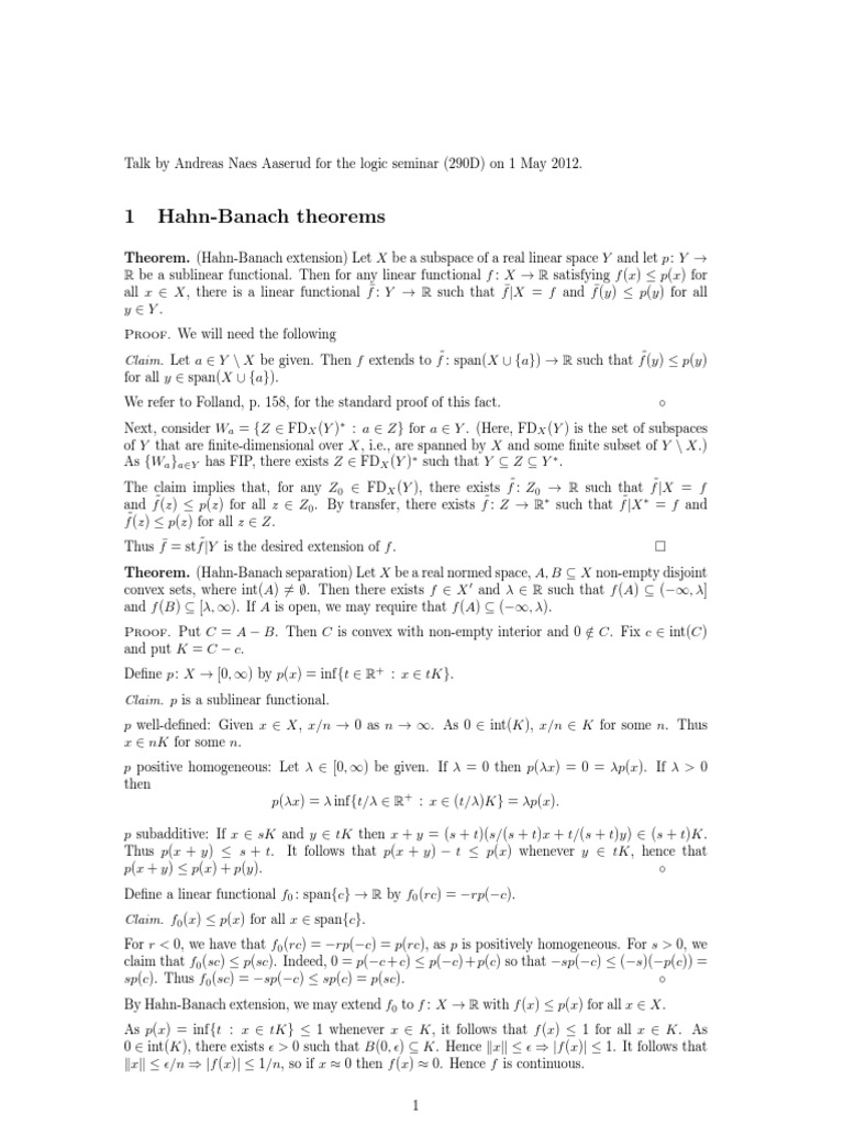 Hahn-Banach Theorems | PDF | Norm (Mathematics) | Measure (Mathematics)