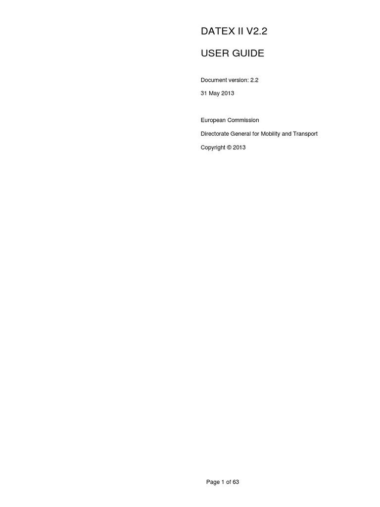 Datex Ii V2 2 User Guide Document Version 2 2 31 May 2013 Pdf Xml Schema Xml