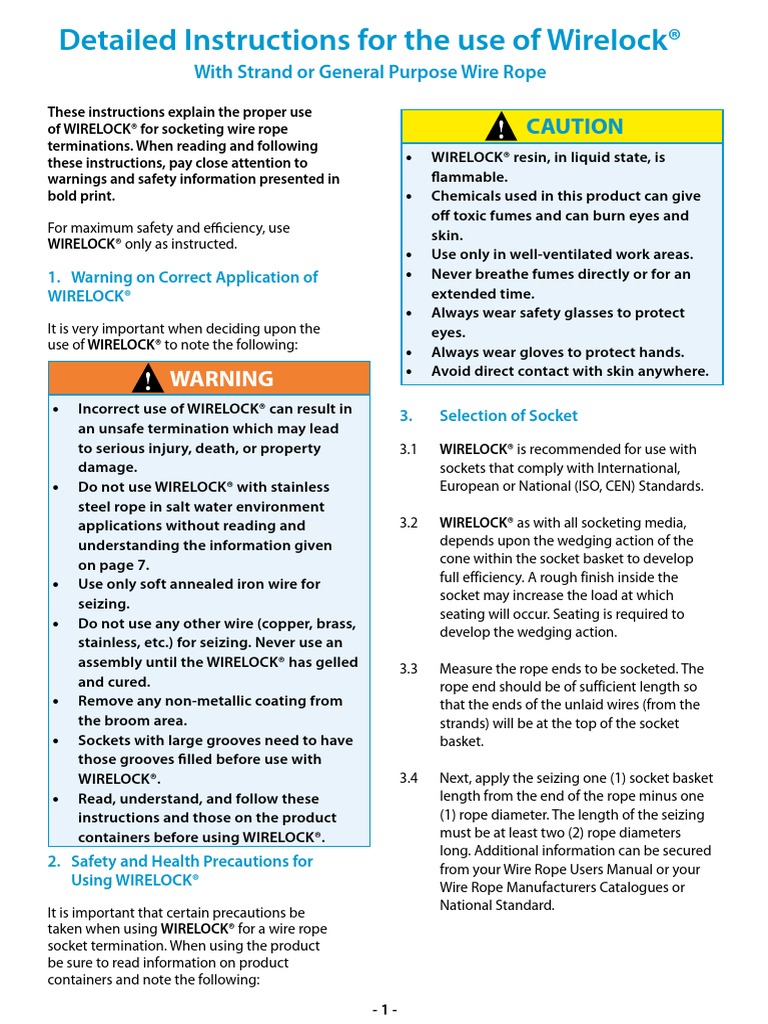 Instructions For The Use of Wirelock | PDF | Rope | Wire