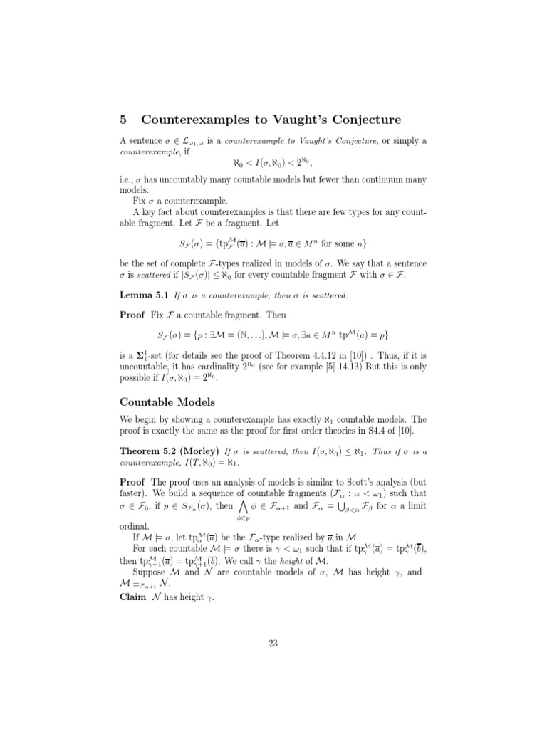 Counterexamples To Vaught's Conjecture | PDF | Model Theory | Deductive ...