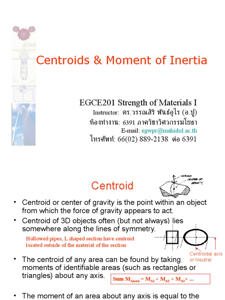 Centroids & Moment of Inertia | PDF | Bending | Beam (Structure)