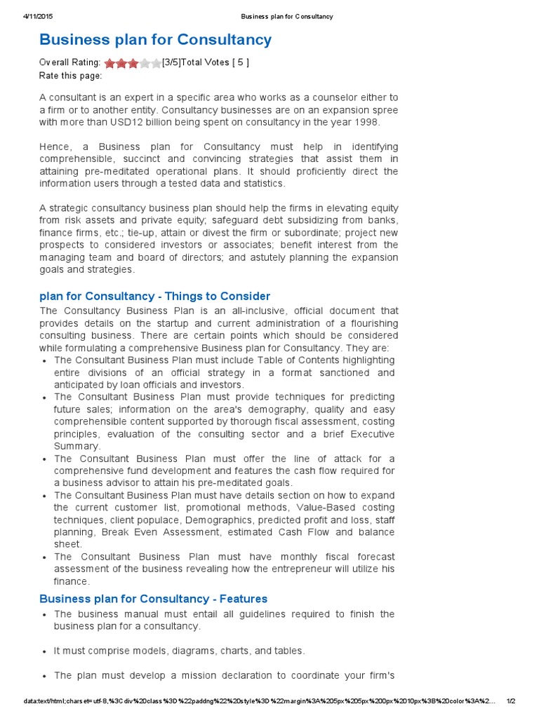 Business Plan For Consultancy | PDF | Business Plan | Strategic Management