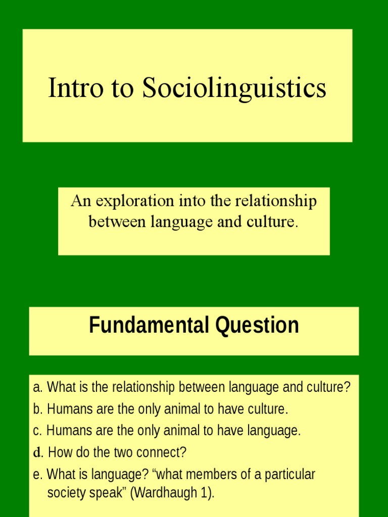 Intro To Sociolinguistics: An Exploration Into The Relationship Between ...