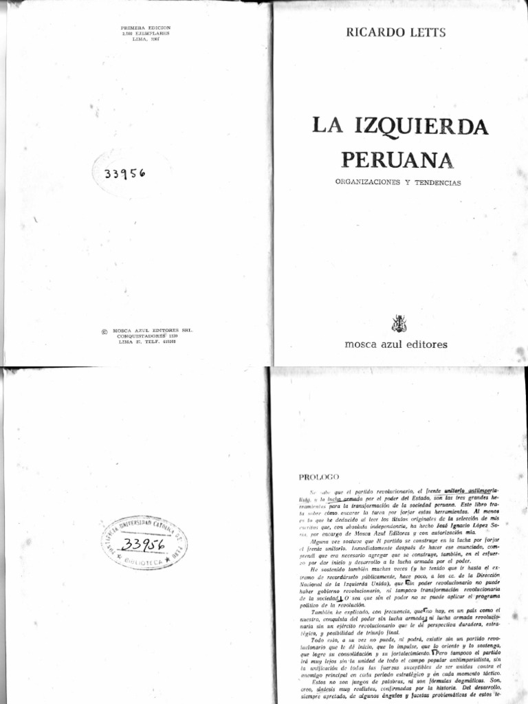 La Izquierda Peru. Organizaciones y Tendencias. Ricardo Letts. | PDF ...
