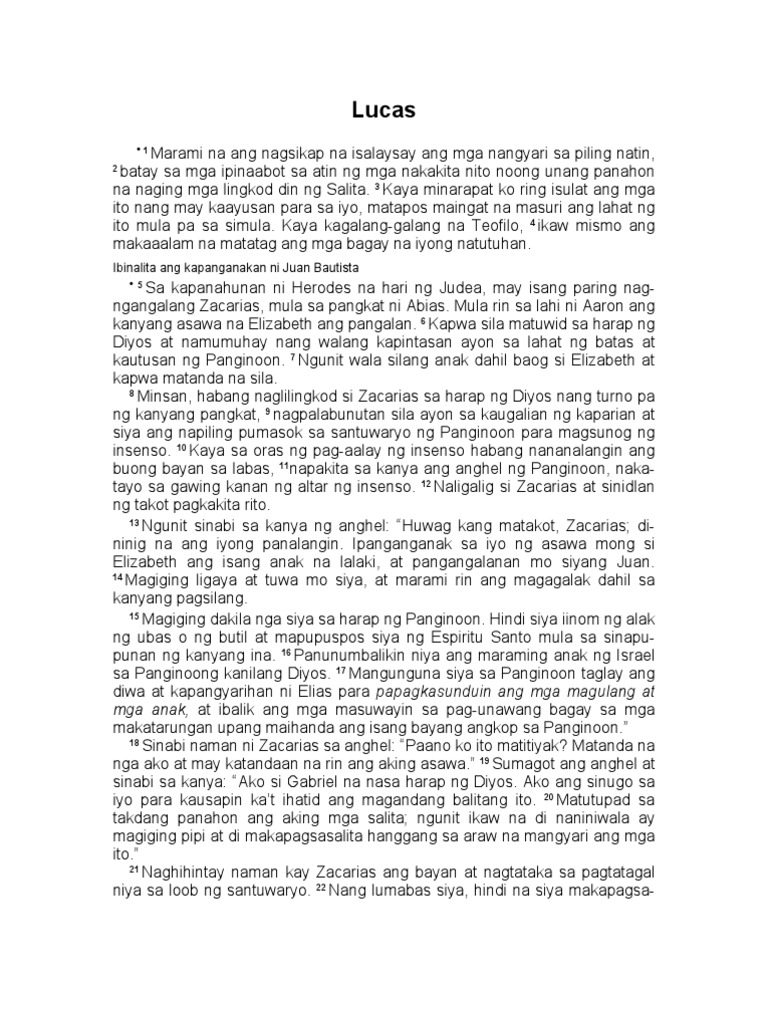 Tagalog Biblia - Lucas | PDF