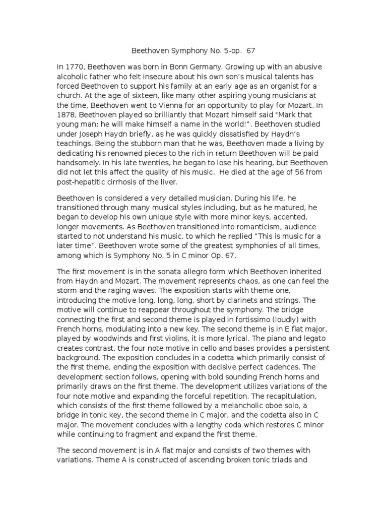 Beethoven Symphony No. 5 | PDF | Ludwig Van Beethoven | Compositions ...