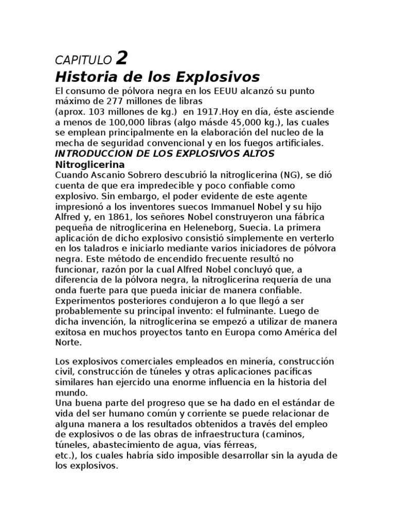 Historia de Los Explosivos | PDF | Pólvora | Material explosivo