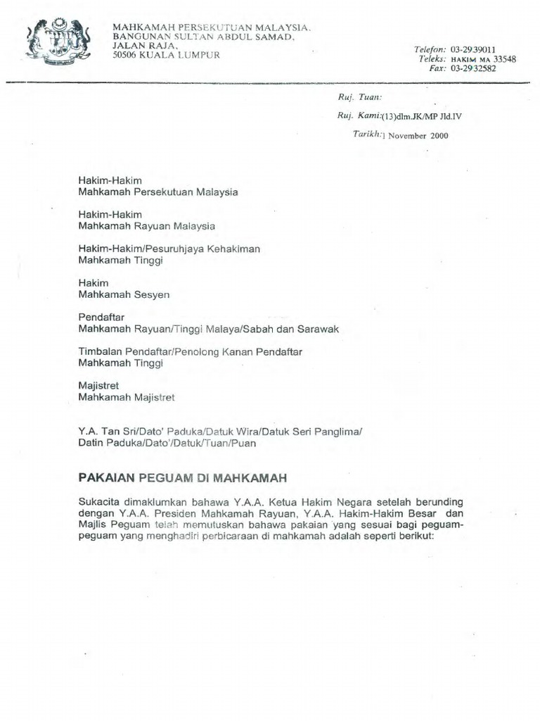 Etika Pakaian Peguam di Mahkamah | PDF