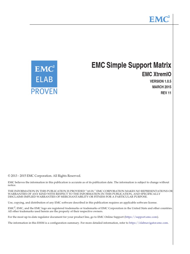 EMC XtremIO Simple Support Matrix | PDF | Software | System Software