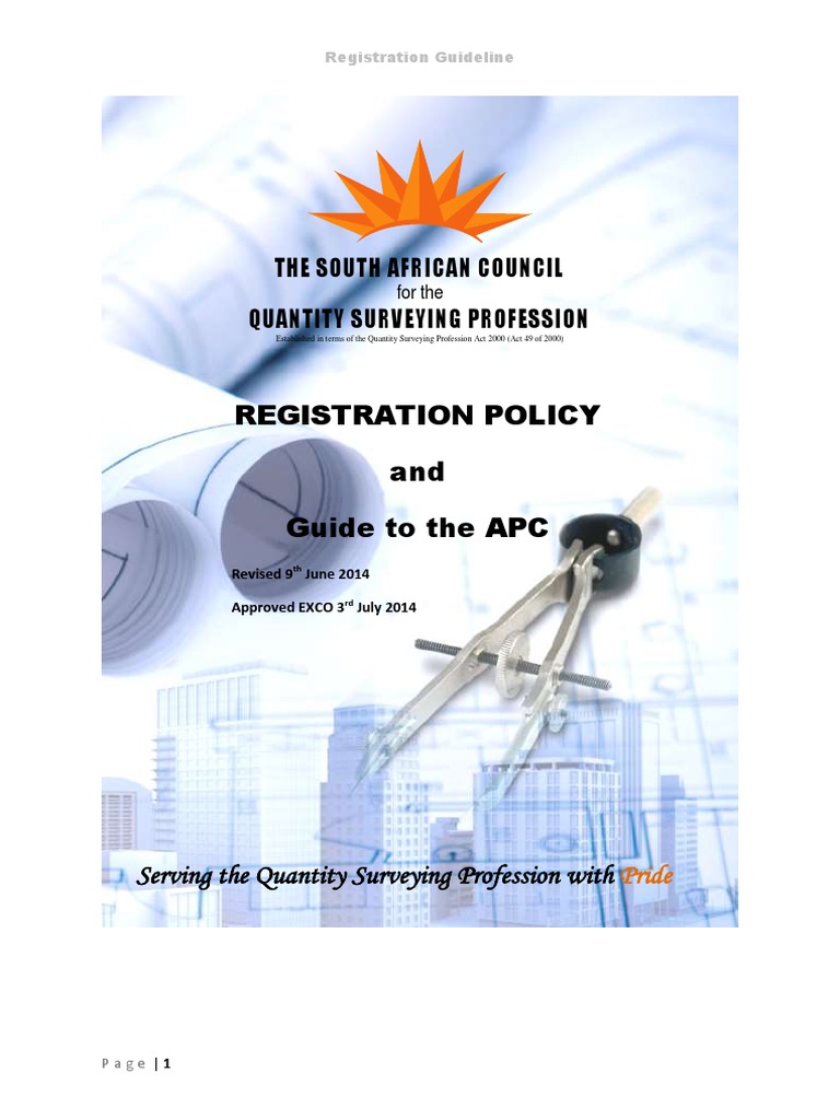 Registration Policy and Guide To The APC: The South African Council ...