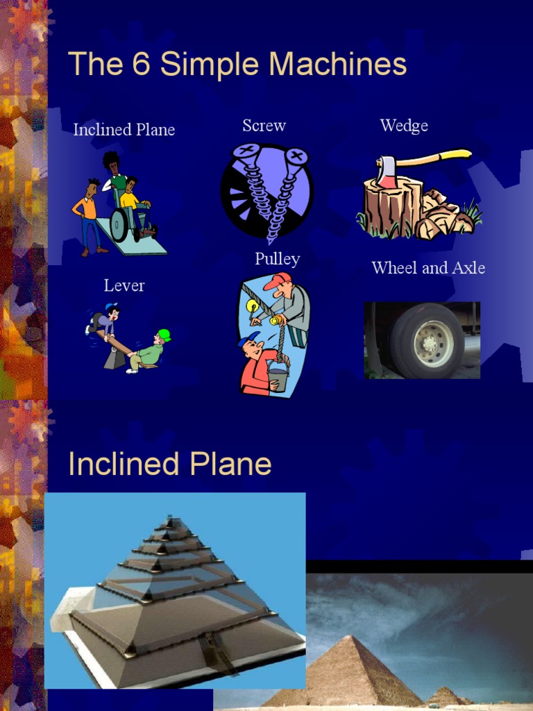 The 6 Simple Machines: Wedge Screw Inclined Plane | PDF | Lever | Machines