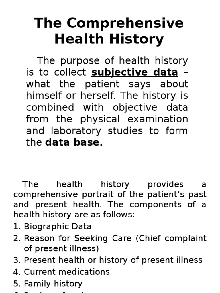 The Comprehensive Health History | PDF | Urinary Incontinence ...