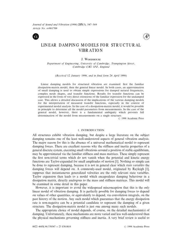Damping Models | PDF | Normal Mode | Complex Number