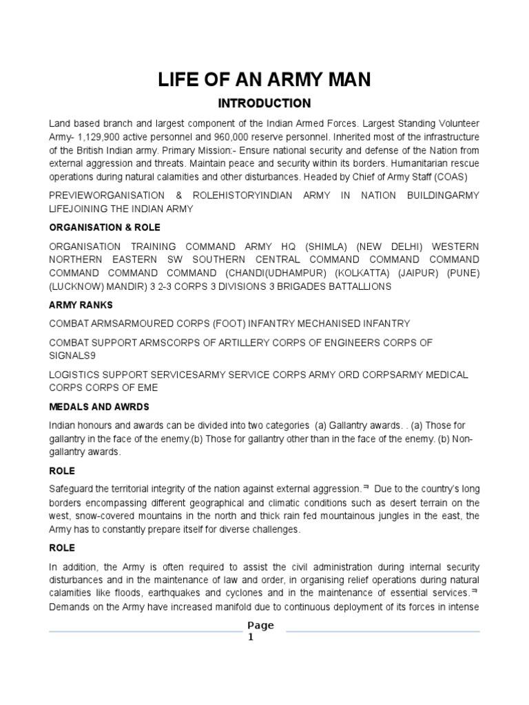 Life of An Army Man | PDF | Pakistan Army | Officer (Armed Forces)