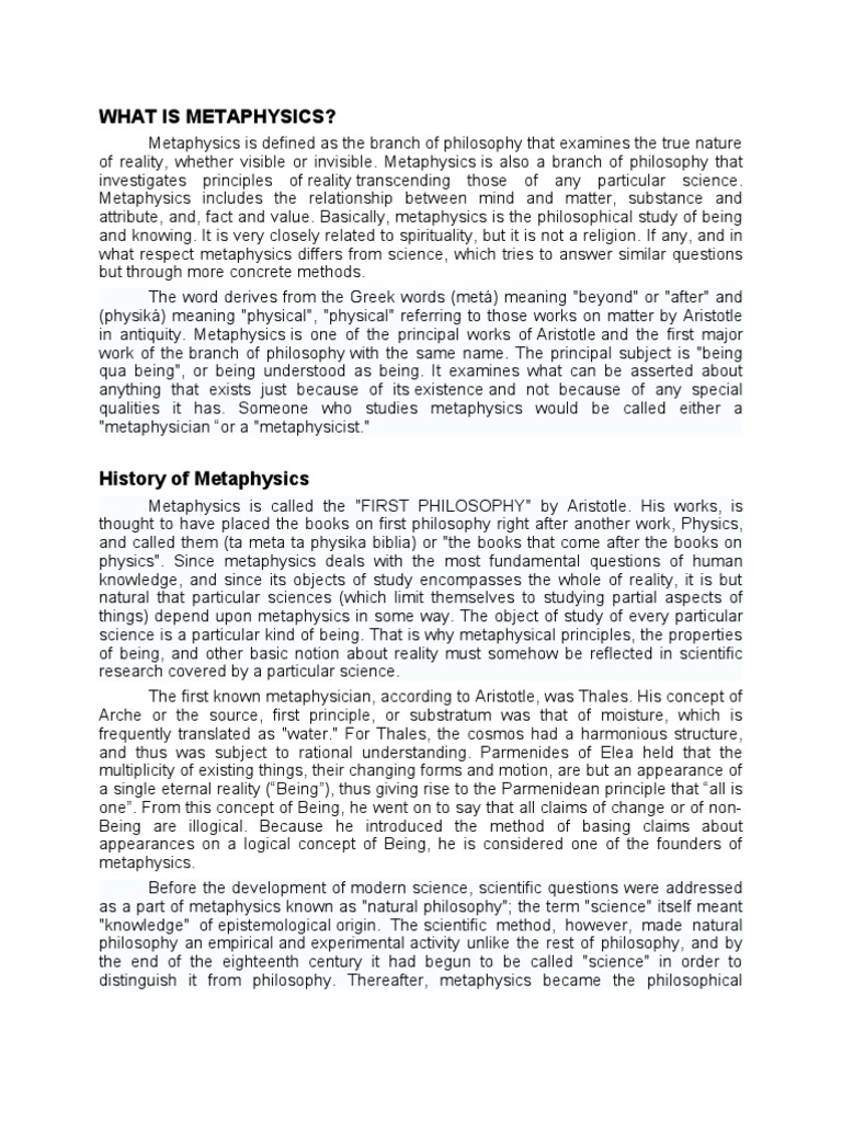 What Is Metaphysics | PDF | Metaphysics | Reality