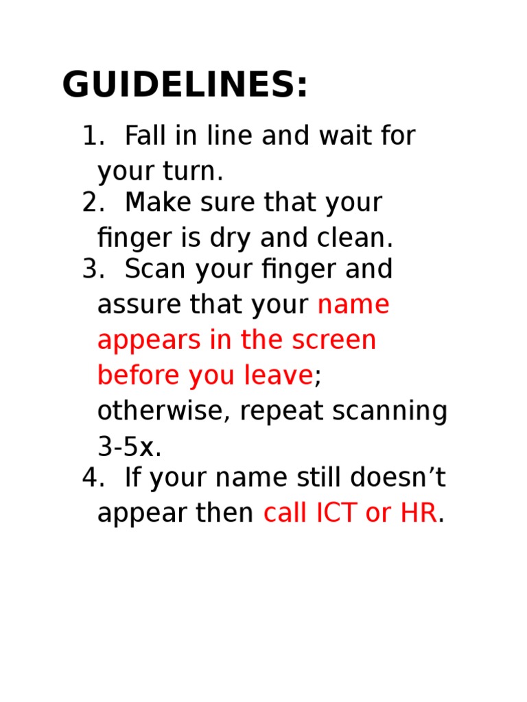 Finger Scanning Procedure Guidelines | PDF | Self-Improvement