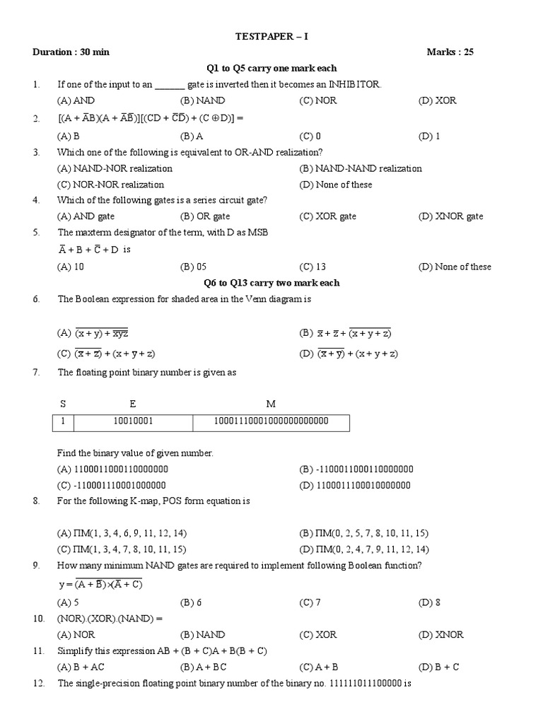 Testpaper - 1 NT | PDF | Electrical Circuits | Computing