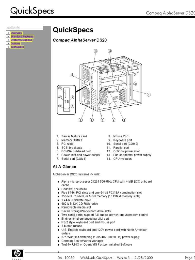 Compaq AlphaServer DS20 | Download Free PDF | Floppy Disk | Hard Disk Drive