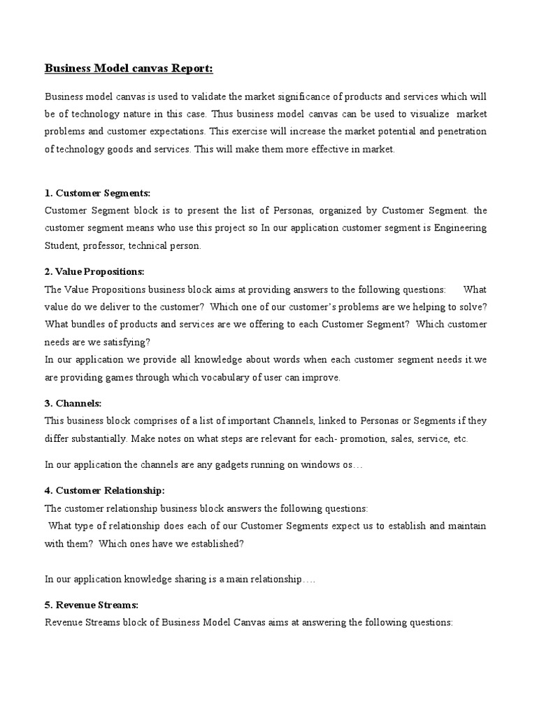 BMC Report | PDF | Business Model | Business