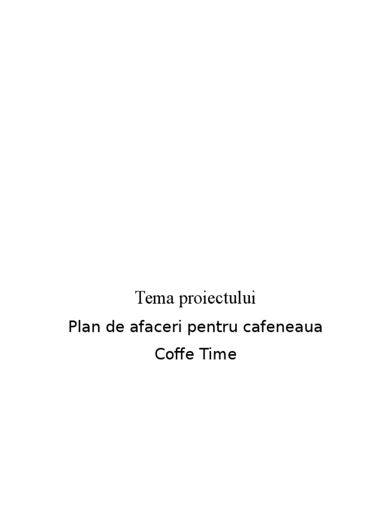 Cafenea Plan de Afacere | PDF