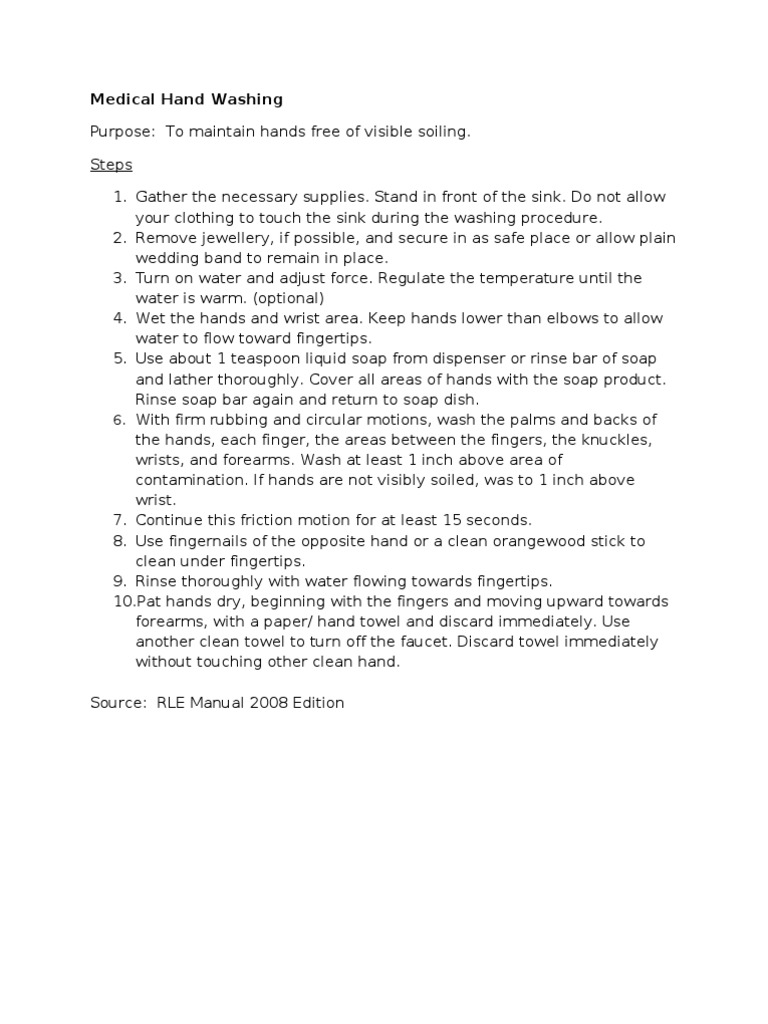 Medical Hand Washing & 13 Principles of Asepsis | PDF | Hand Washing ...