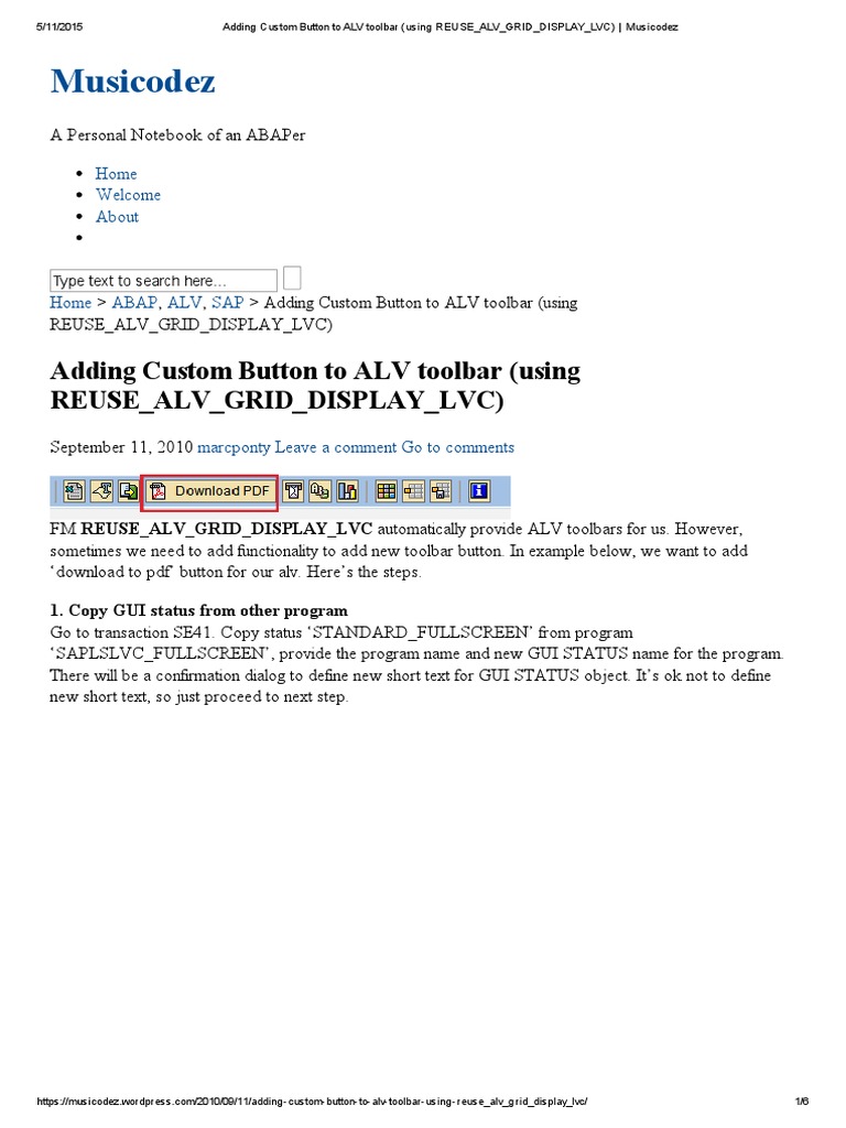 Adding Custom Button To ALV Toolbar (Using REUSE - ALV - GRID - DISPLAY ...